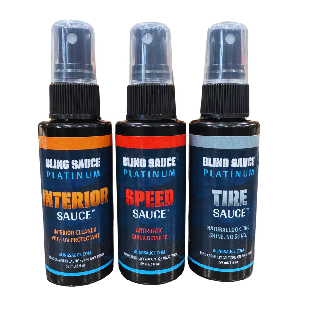 Bling Sauce 2025 Platinum 3-Pack Sample Kit | 2oz Speed, Interior & Tire Sauce